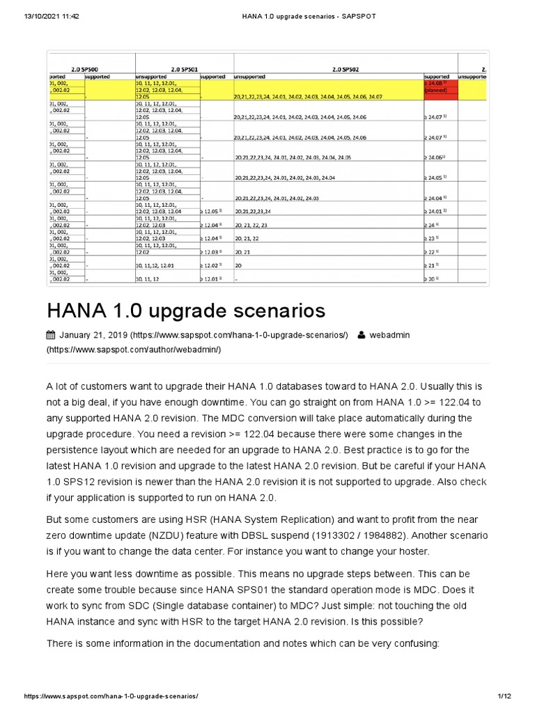 HANA 1.0 Upgrade Scenarios | PDF | Databases | Replication (Computing)