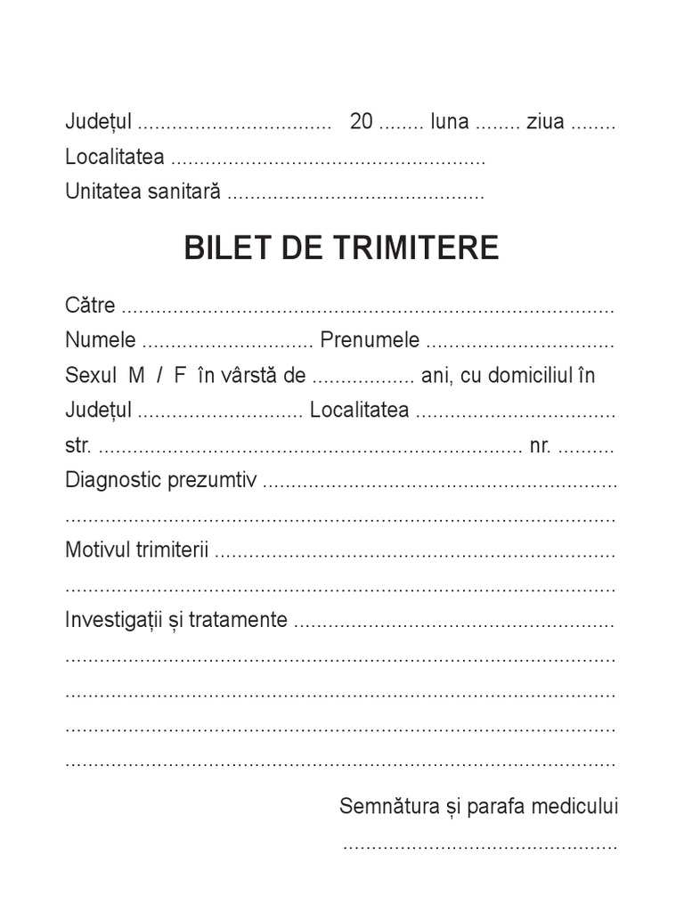 Bilet de Trimitere | PDF
