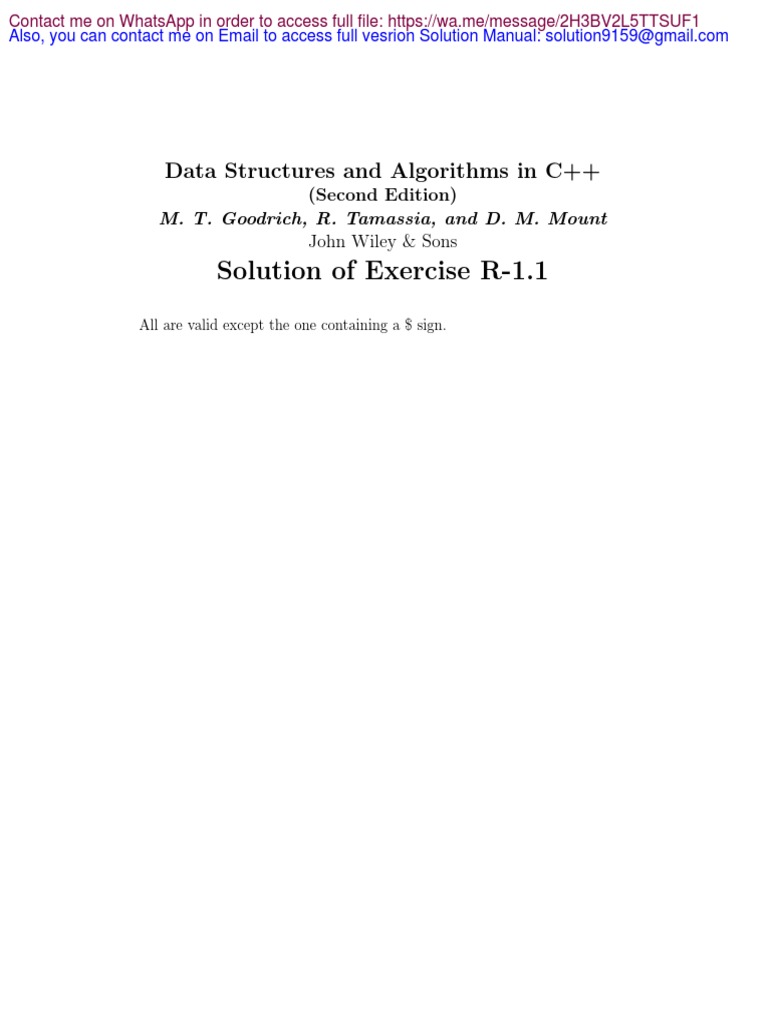 Sample For Solution Manual Data Structures and Algorithms in C++ 2nd Edition by Goodrich ...