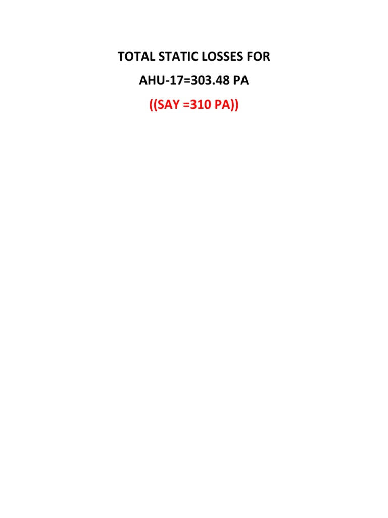 Ahu-17-Static Calculation | PDF | Duct (Flow) | Classical Mechanics