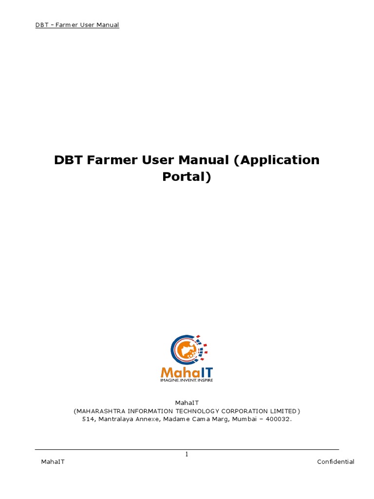 DBT Farmer User Manual (Application Portal) | PDF | Irrigation