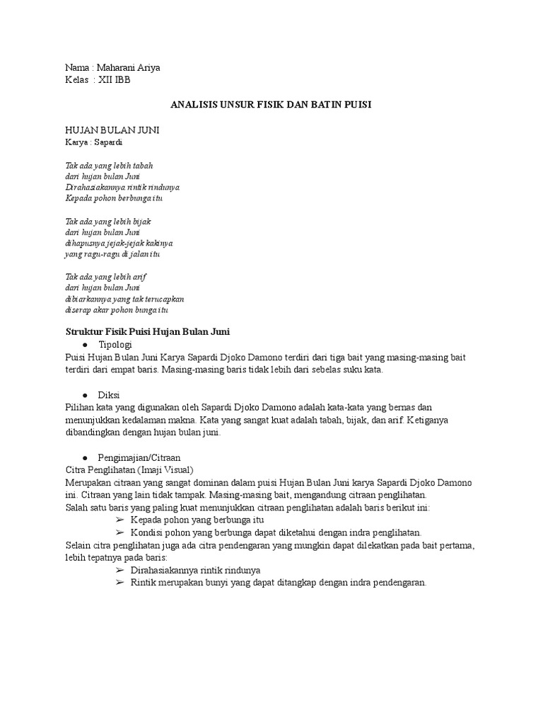 Analisis Unsur Fisik Dan Batin Puisi | PDF
