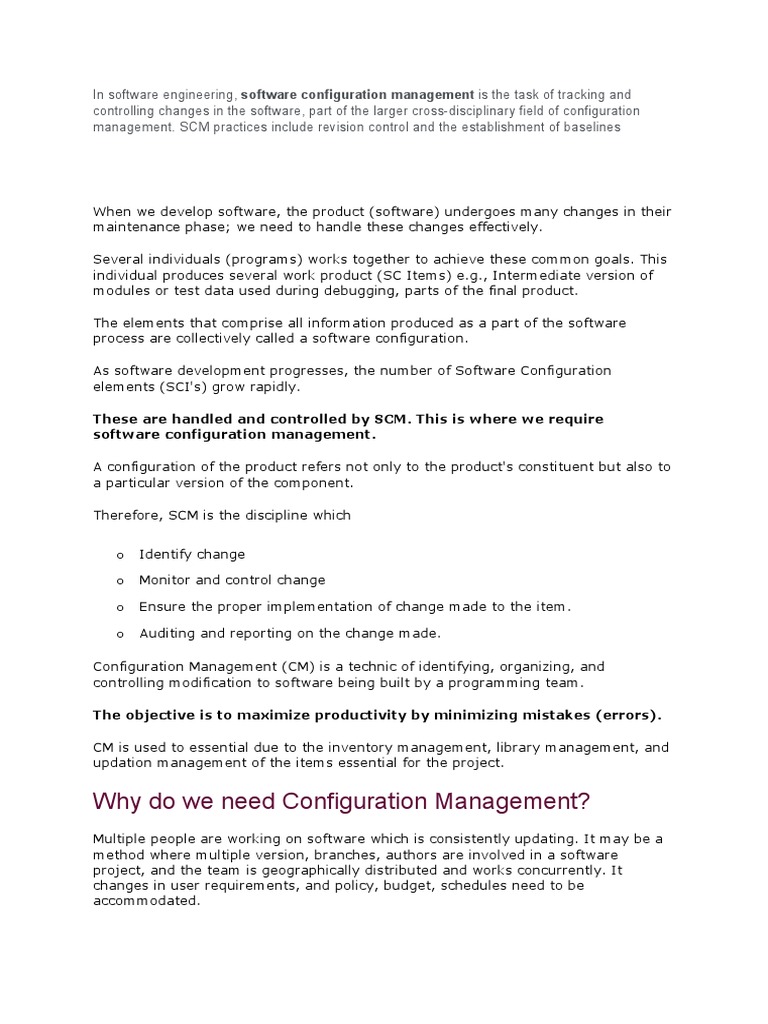 Software Configuration Management | PDF | Reliability Engineering ...
