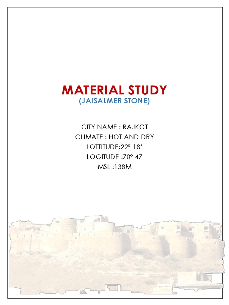 Material Study: (Jaisalmer Stone) | PDF | Sand | Rock (Geology)
