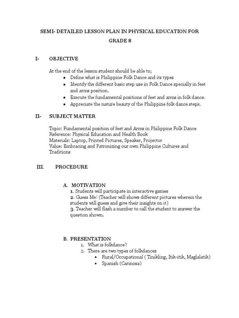 Semi Detailed LP Fundamental of Feet and Arms Position | PDF | Dances ...