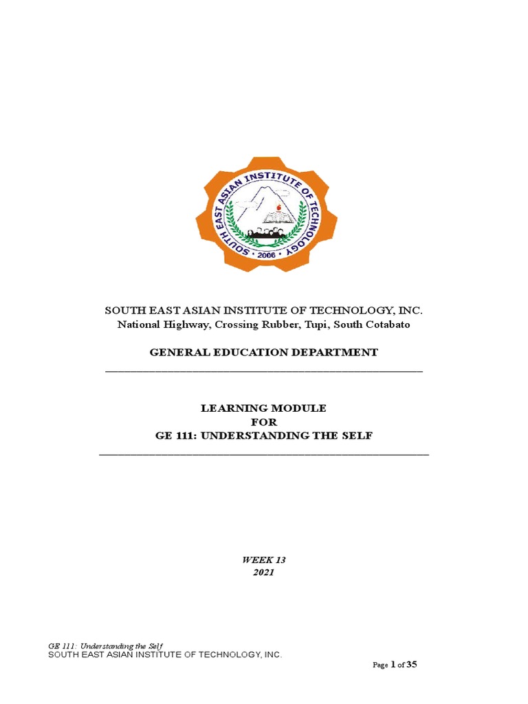 Ge 111: Understanding The Self | PDF | Self Efficacy | Metacognition