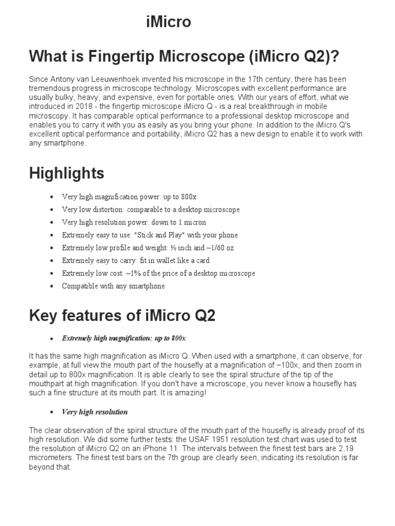 Imicro What Is Fingertip Microscope (Imicro Q2) ?: Extremely High ...