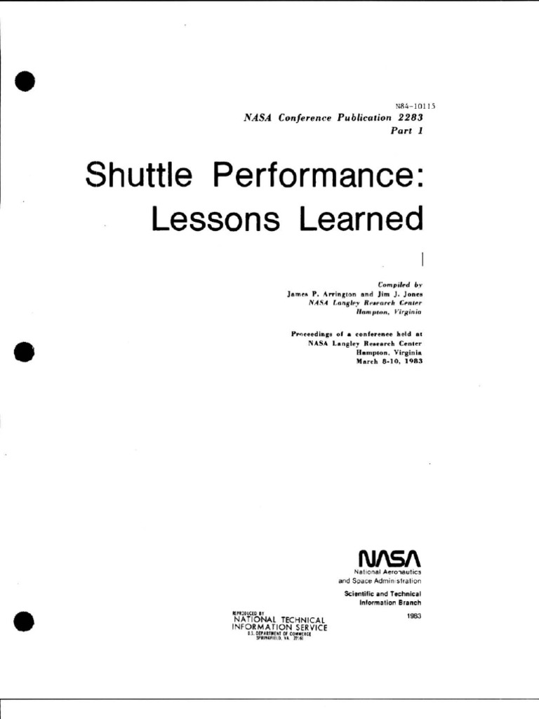 Shuttle Performance Lessons Learned, Part 1 | PDF | Space Shuttle ...