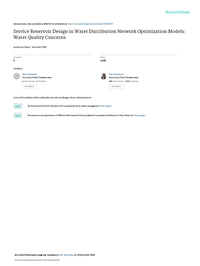 Service Reservoir Design Optimization Improves Water Quality | PDF ...