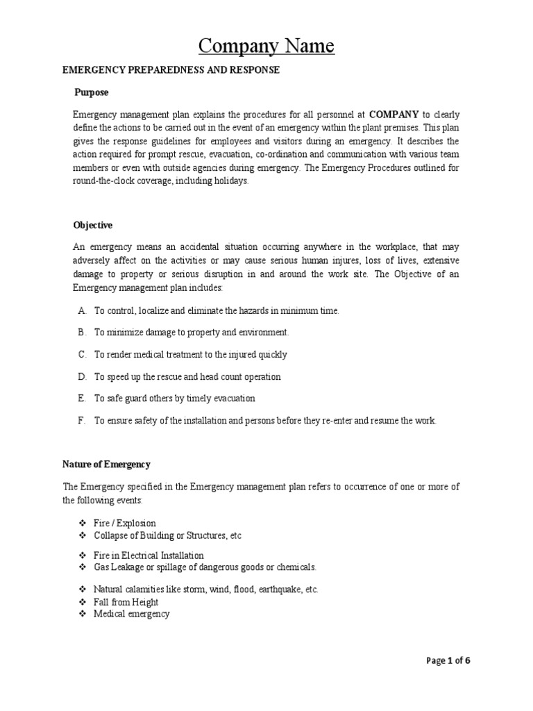 11 Emergency Preparedness Plan | PDF | Emergency Management | Emergency