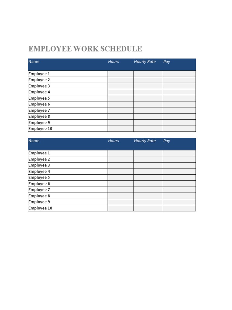 Employee Work Schedule | PDF