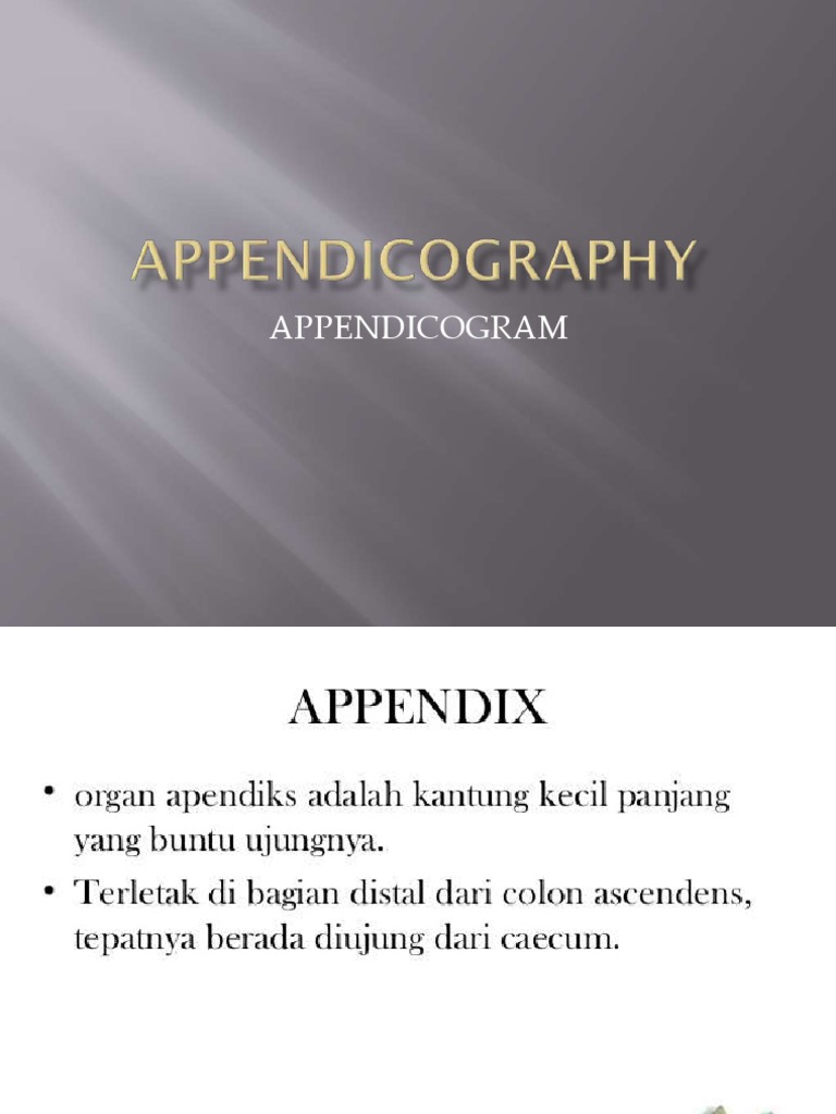 TM VII Teknik Pemeriksaan Appendicografi | PDF