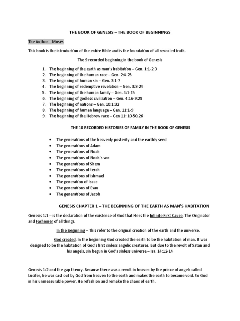 The Book of Genesis - The Book of Beginnings | Download Free PDF | Book ...