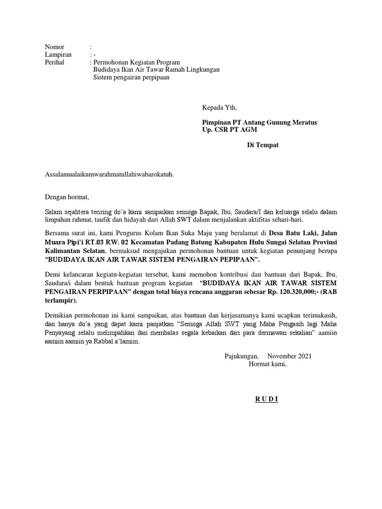 Proposal Kolam Ikan | PDF