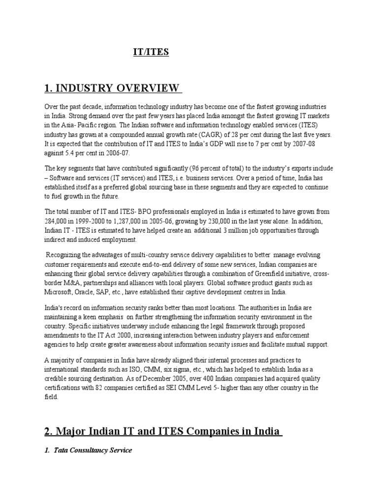 Industry Overview: It/Ites | PDF | Outsourcing | Ibm