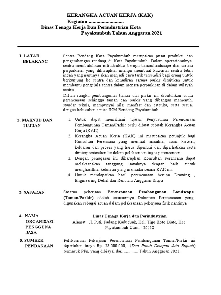 Kak Perencanaan Taman | PDF