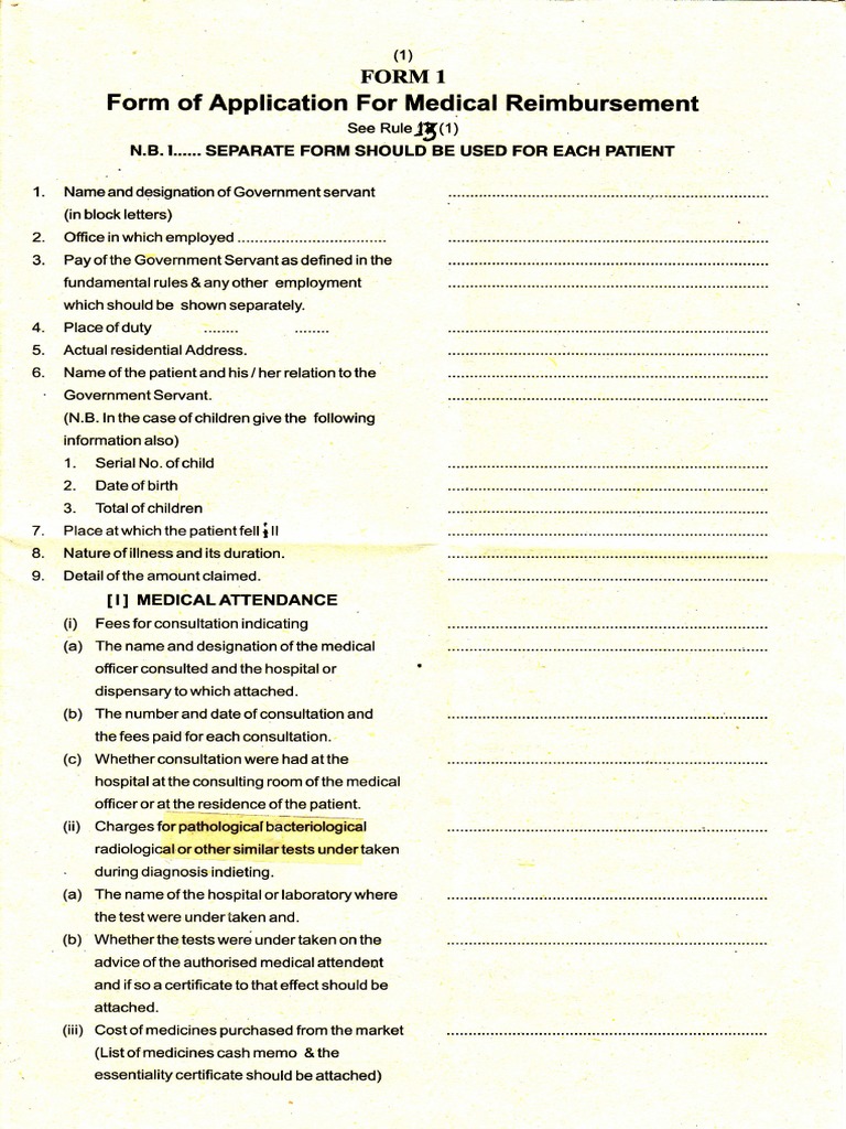 Application Form For Medical Reimbursement | PDF | Hospital | Clinical ...