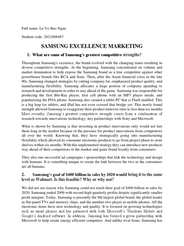 Samsung Excellence Marketing: 1. What Are Some of Samsung's Greatest ...