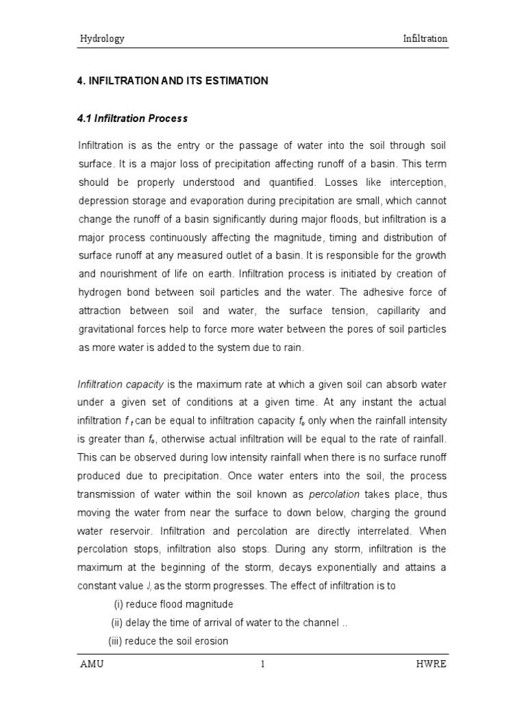 Chapter 4 Infiltration | PDF | Drainage Basin | Surface Runoff