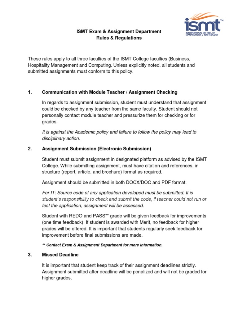 Assignment Rules | PDF | Plagiarism | Academic Dishonesty