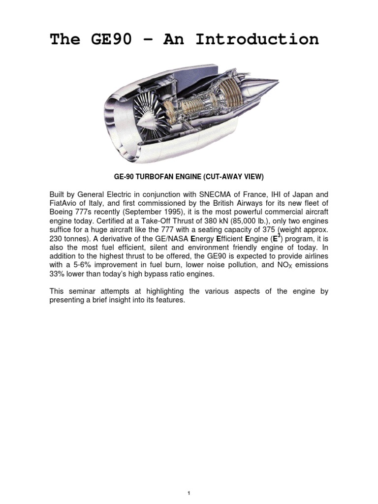 Overview of GE90 Turbofan Engine Specs | PDF | Rotating Machines ...