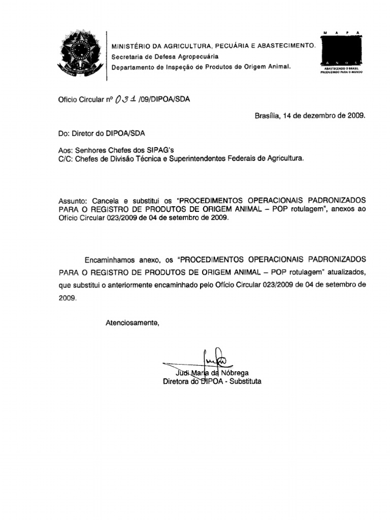 Oficio Circular 031 09 DIPOA SDA Oficio Circular 031 09 DIPOA SDA