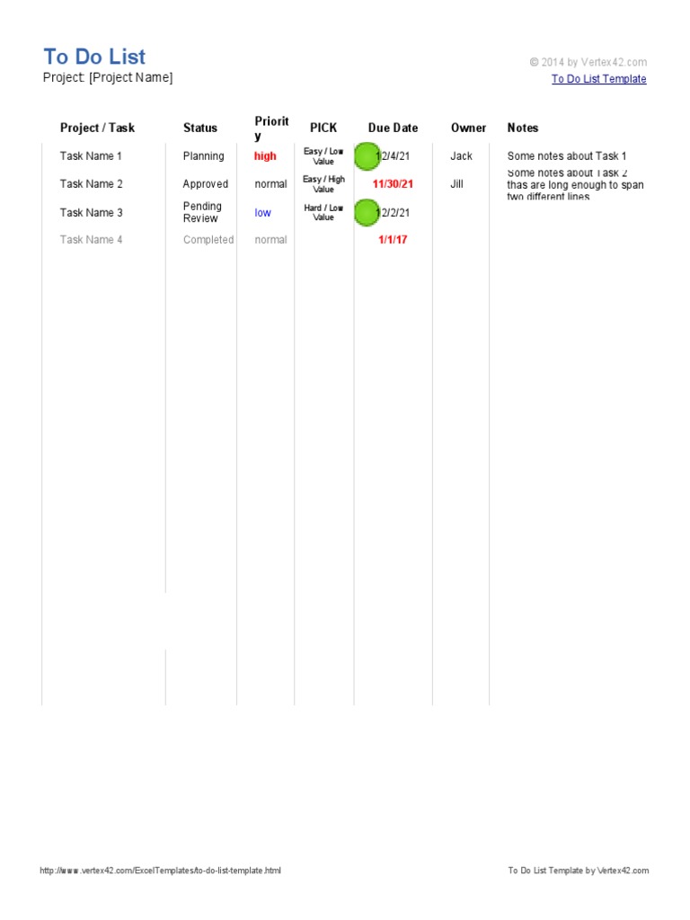 To Do List: Project: (Project Name) | PDF | Spreadsheet | Worksheet