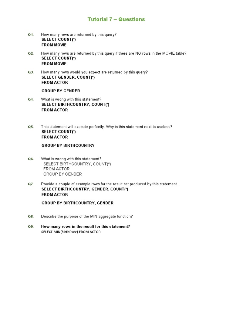 Tutorial 7 - Questions | PDF | Information Management | Data Model