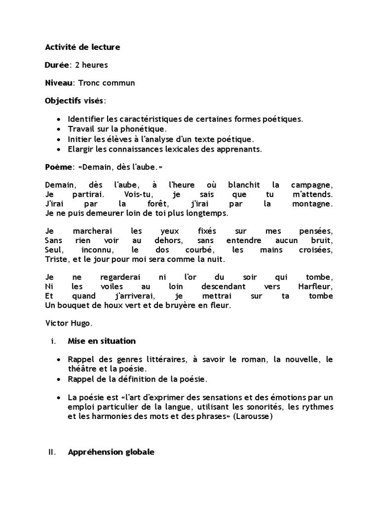Poesie Demain Des L'aube | PDF | Poésie