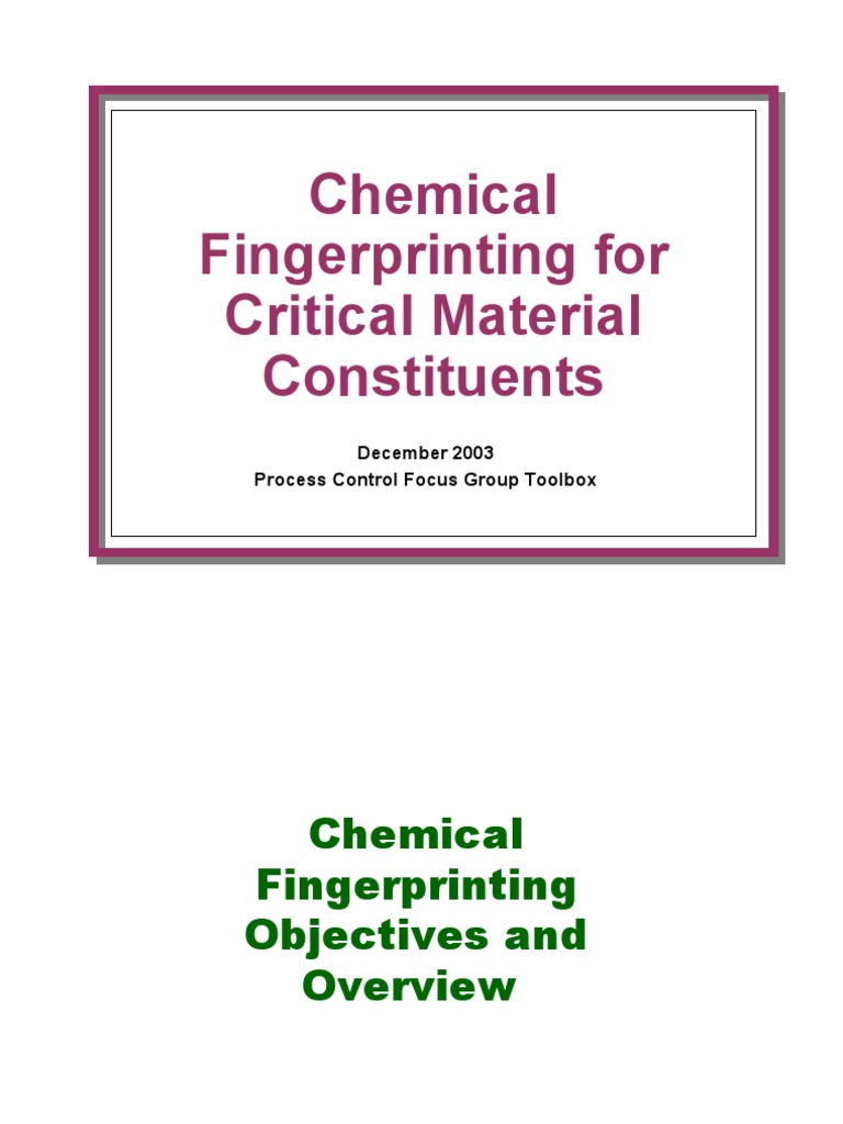 Chemical Fingerprinting For Critical Material Constituents: December ...