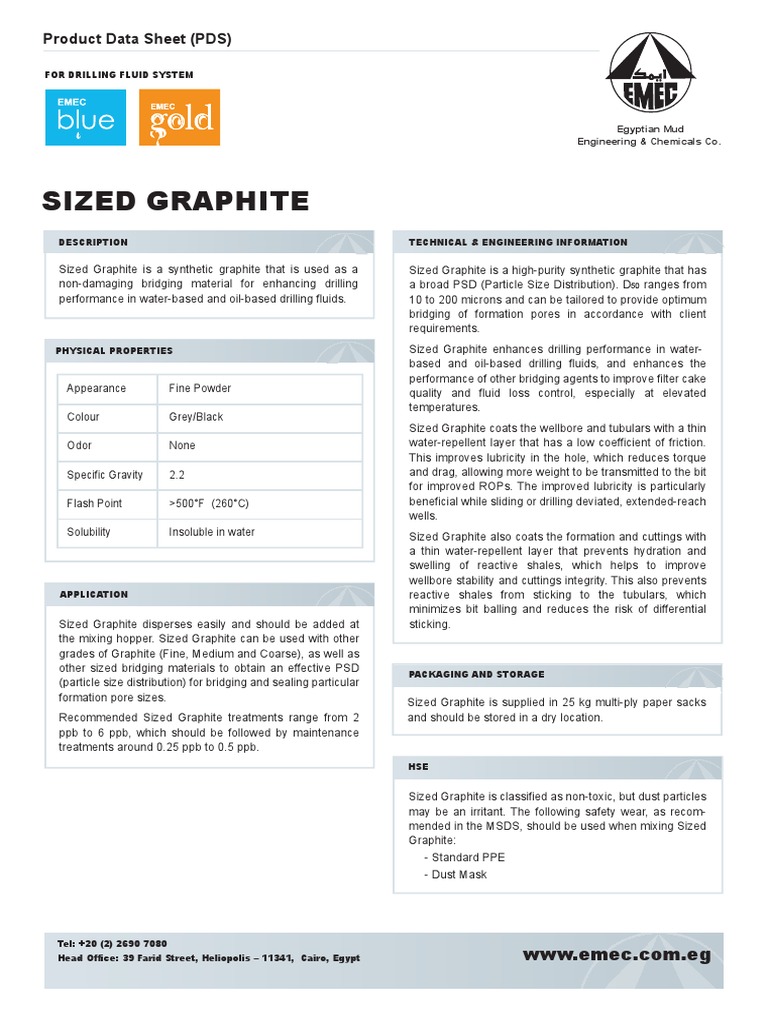 Sized Graphite: Product Data Sheet (PDS) | PDF | Graphite | Particle ...