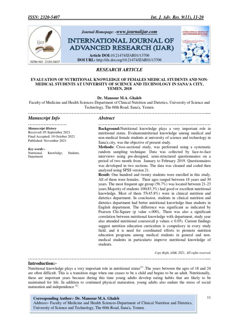 Journal Homepage: - : Introduction | PDF | Diet & Nutrition | Dietary Fiber