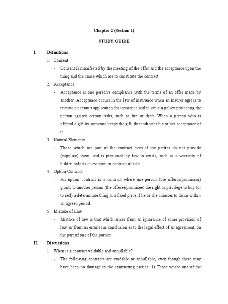 Study Guide Chapter 2 Contract Law Basics | PDF | Offer And Acceptance ...