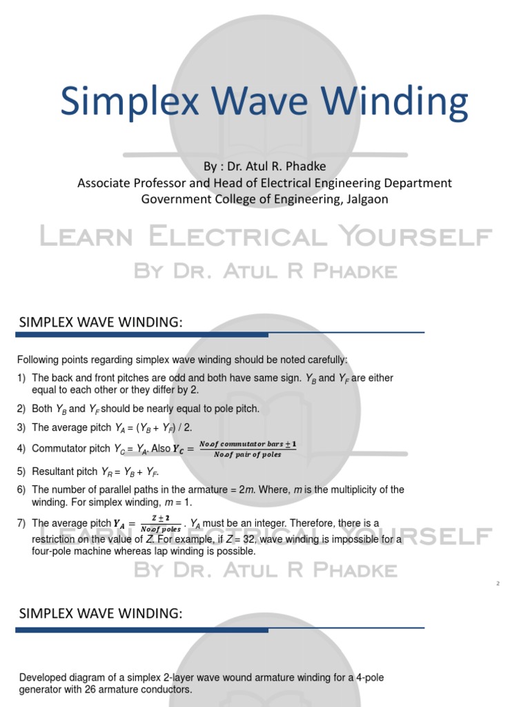 Simplex Wave Winding | PDF | Electric Power | Magnetic Devices