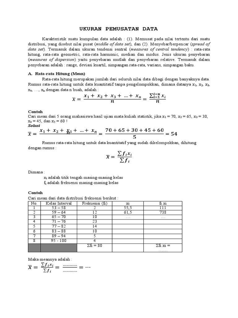 Ukuran Pemusatan Data | PDF