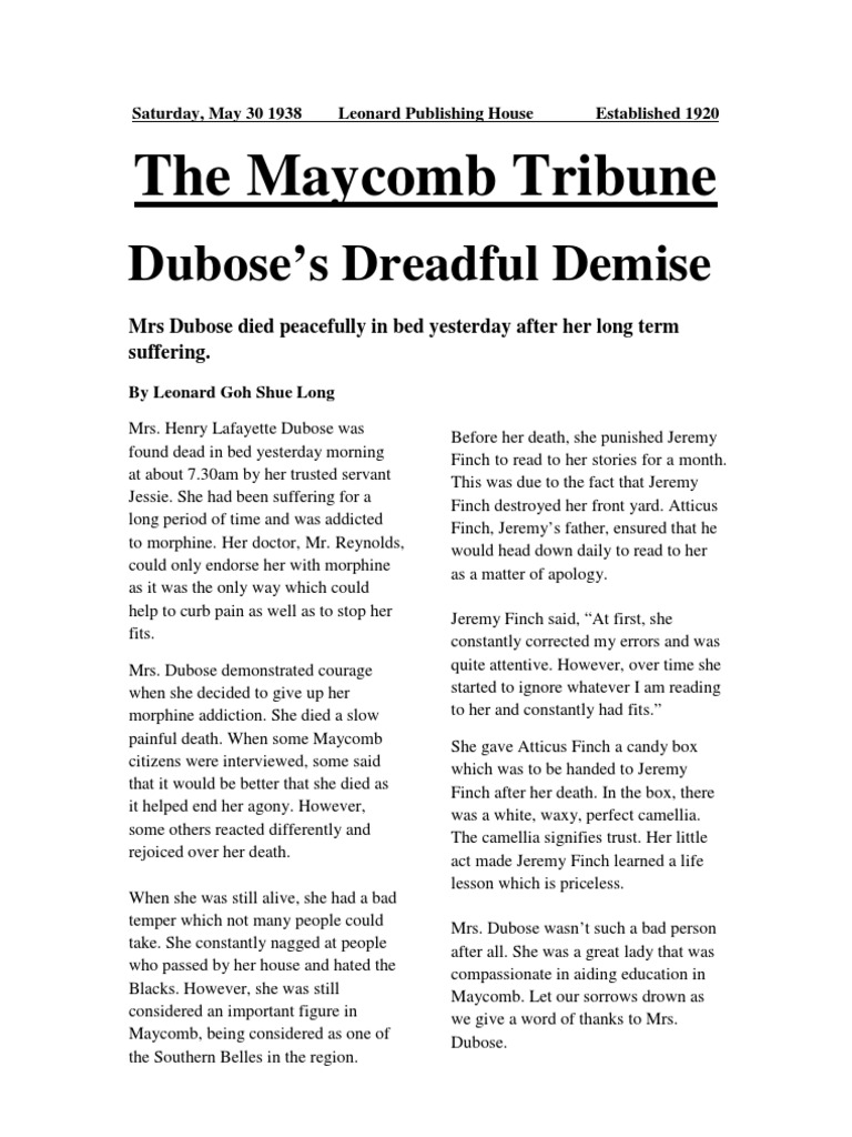 Maycomb Tribune Article | PDF