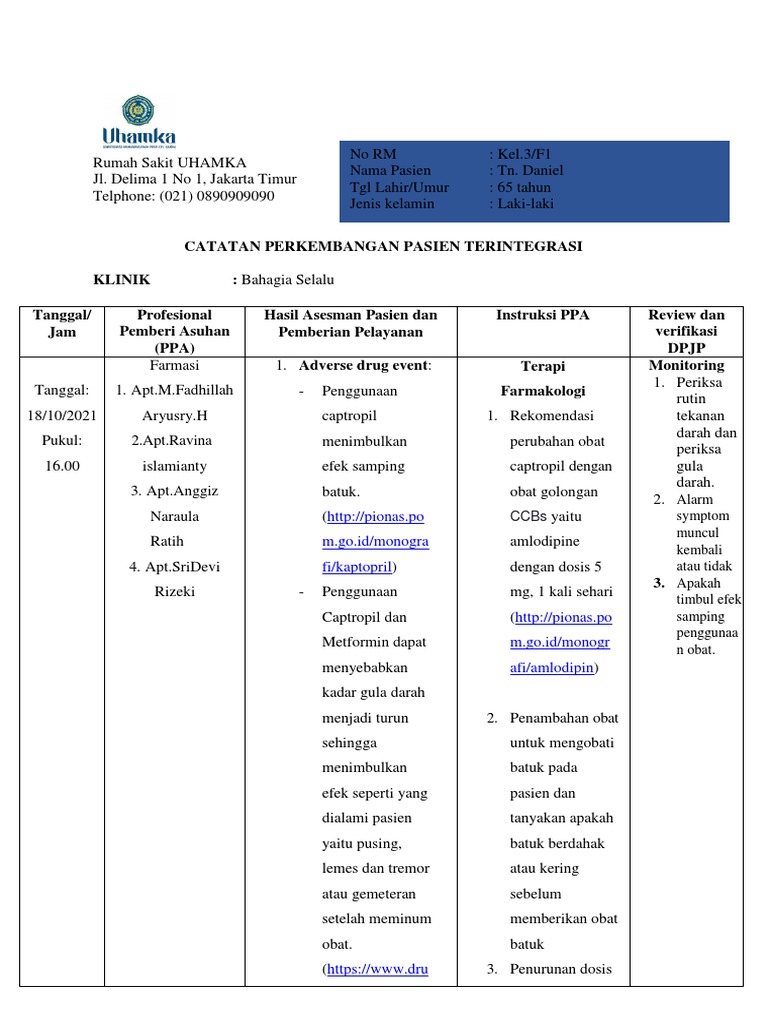 CPPT - DM+Hipertensi - Kel 3 - F1 | PDF