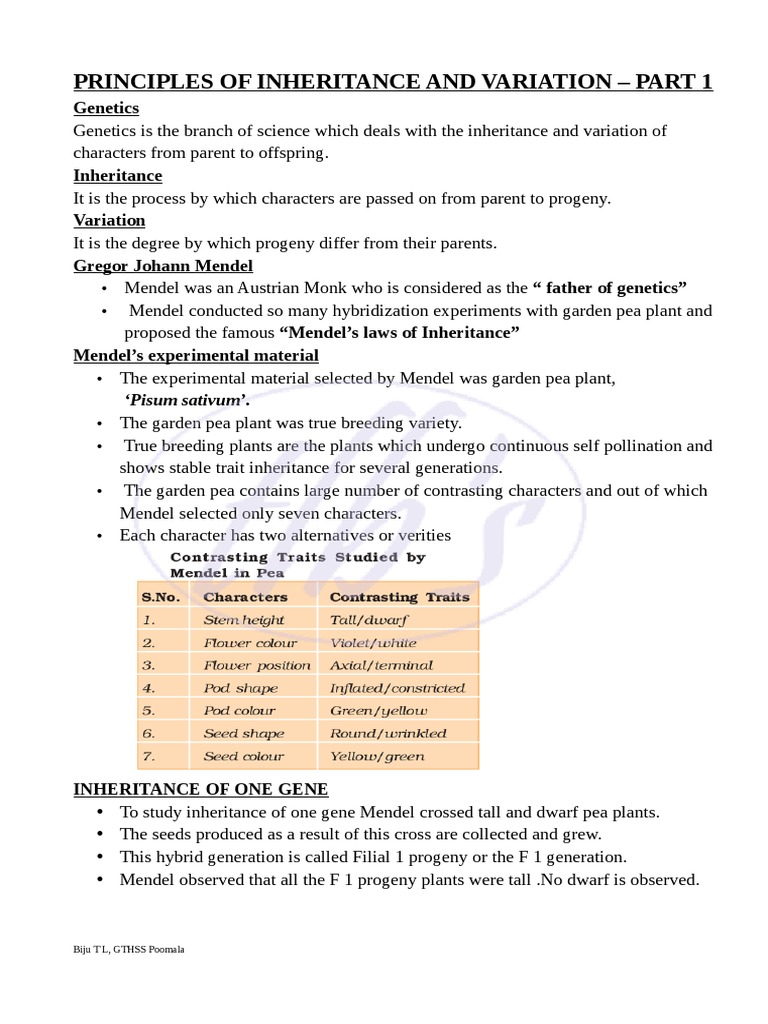 Mendel's Laws of Inheritance Explained | PDF | Dominance (Genetics ...