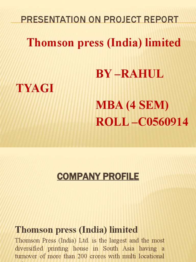 Thomson Press (India) Limited | PDF