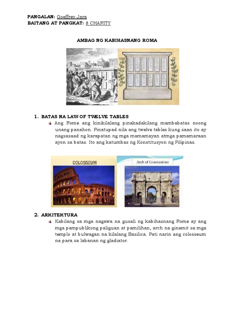 AP Ambag NG Kabihasnang Roma | PDF