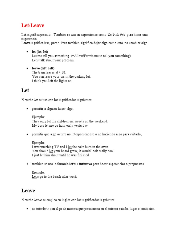 Let - Leave - Do - Make | PDF