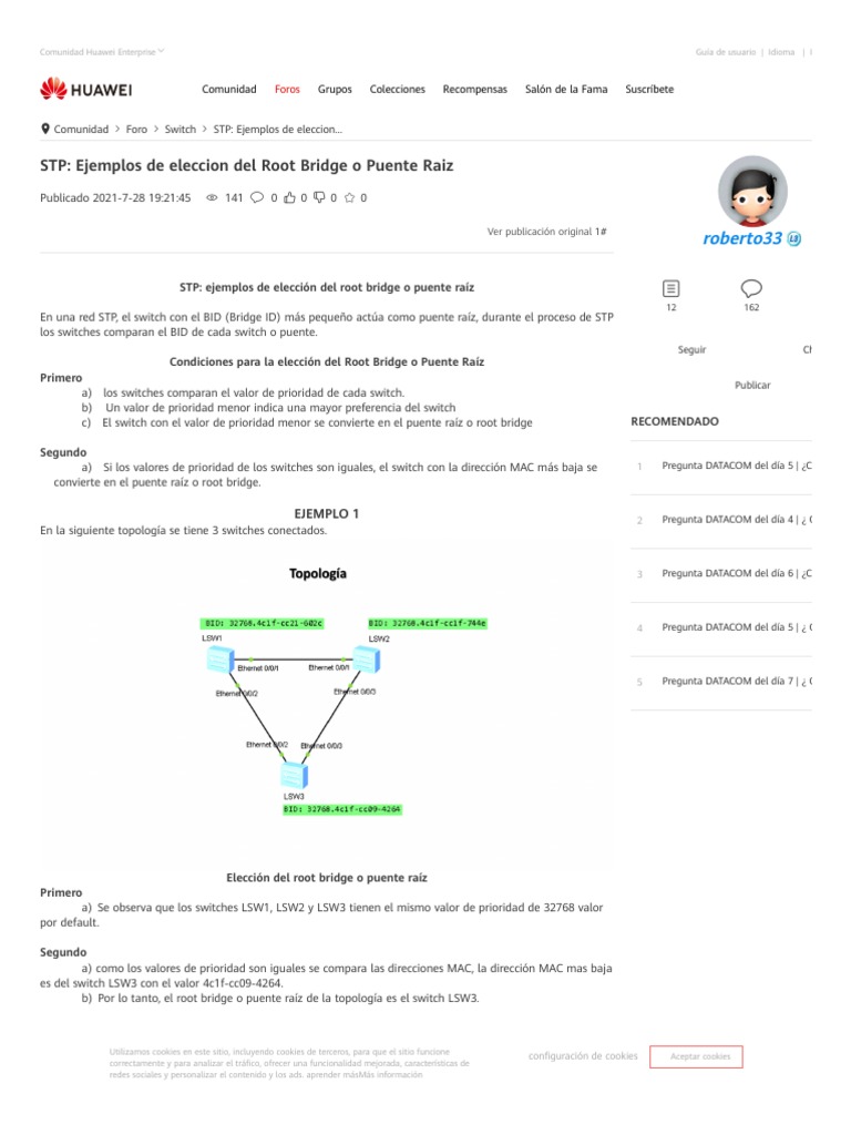 STP - Ejemplos de Eleccion Del Root Bridge o Puente Raiz - Comunidad ...