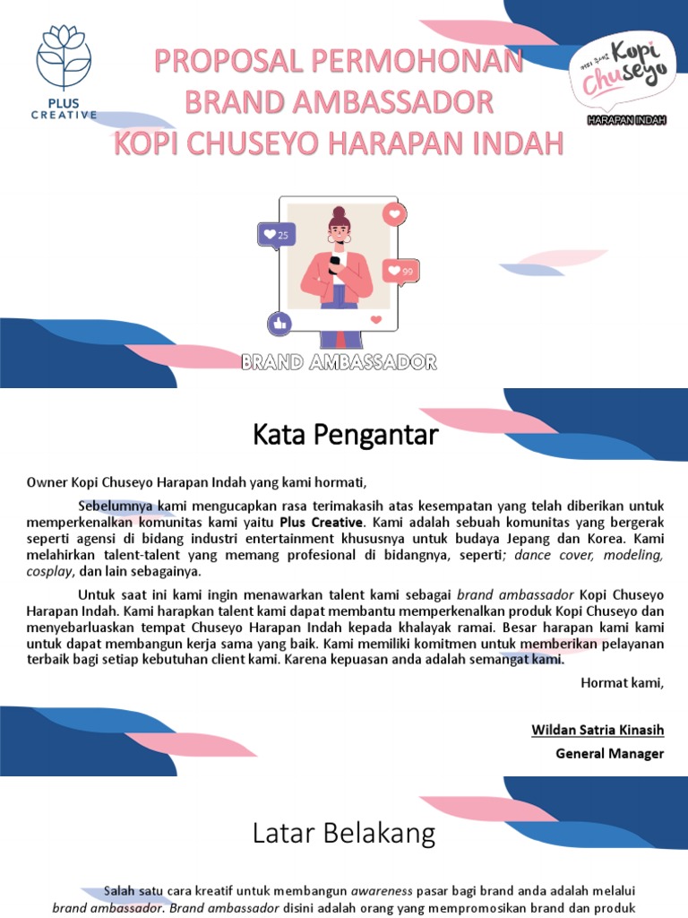 Proposal Kerjasama Brand Ambassador Kopi Chuseyo Harapan Indah oleh ...