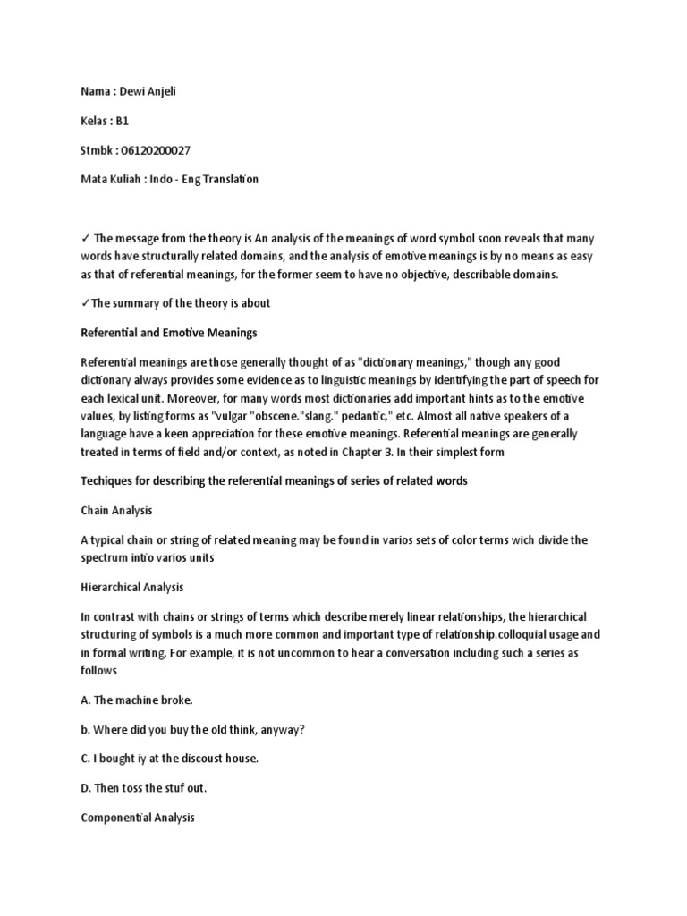 Referential and Emotive Meanings | PDF | Word | Human Communication