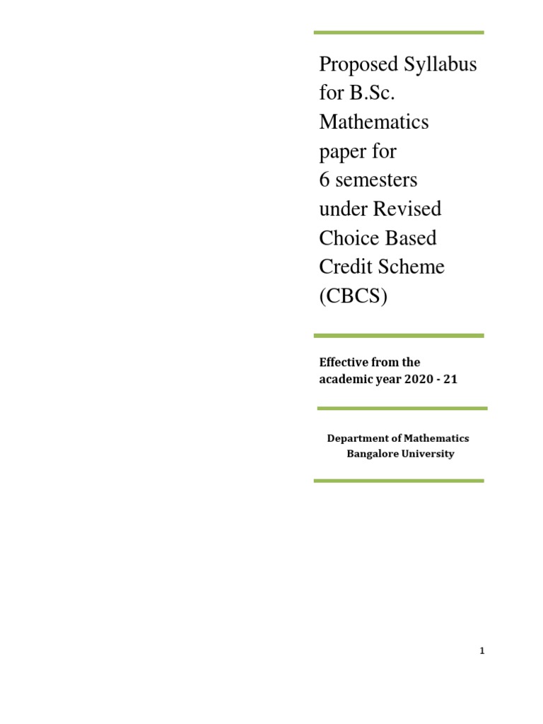 Proposed Syllabus For B.Sc. Mathematics Paper For 6 Semesters Under ...