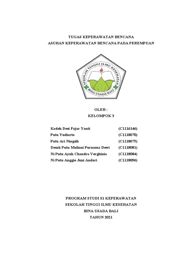 Salin-KELOMPOK 3 Asuhan Keperawatan Bencana Pada Perempuan | PDF | Kesehatan Holistik | Sains ...