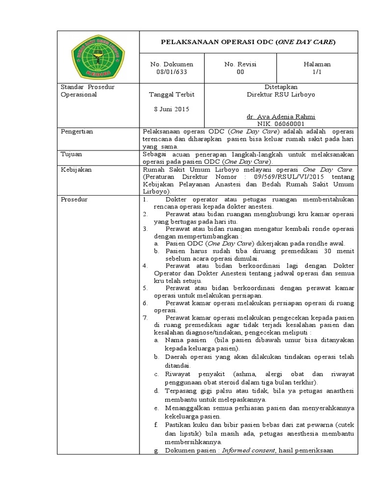 Spo Pelaksanaan Operasi Odc | PDF