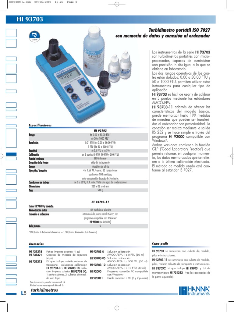 61 Hi 93703 Turbidimetro Portatil | PDF | Calibración | Hardware de la ...
