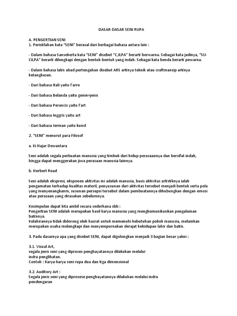 Dasar Dasar Seni Rupa | PDF | Ilmu Sosial | Seni