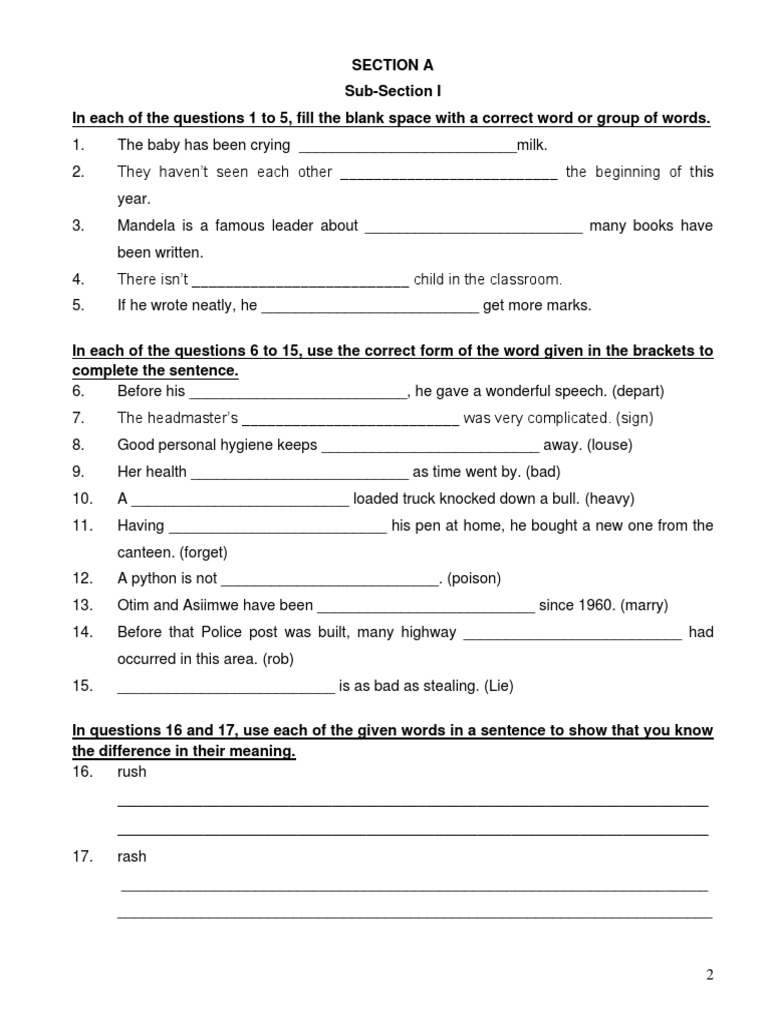 P7 English End of Term I Examinations | PDF